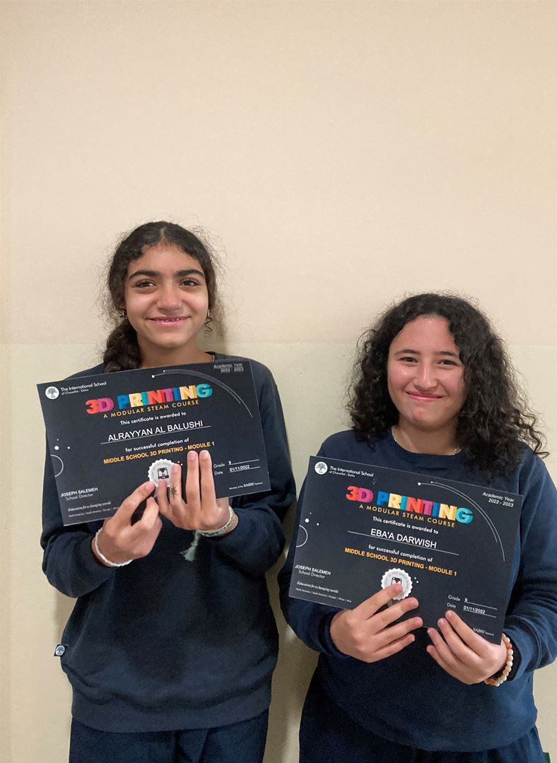 Steam Clubs Certificates T1 - The International School of Choueifat – Doha